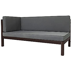 Merax Patio Furniture Sets 4 Pieces, Outdoor Solid Wood Sectional Sofa with Soft Cushions & Coffee Table, Grey