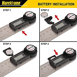 HURRICANE Digital Angle Finder Protractor, 2 In 1 Digital Level and Angle Gauge, 7 Inch / 200mm Stainless Steel Measuring Ruler with Large LCD Display for Woodworking, Crown Molding and Daily Use