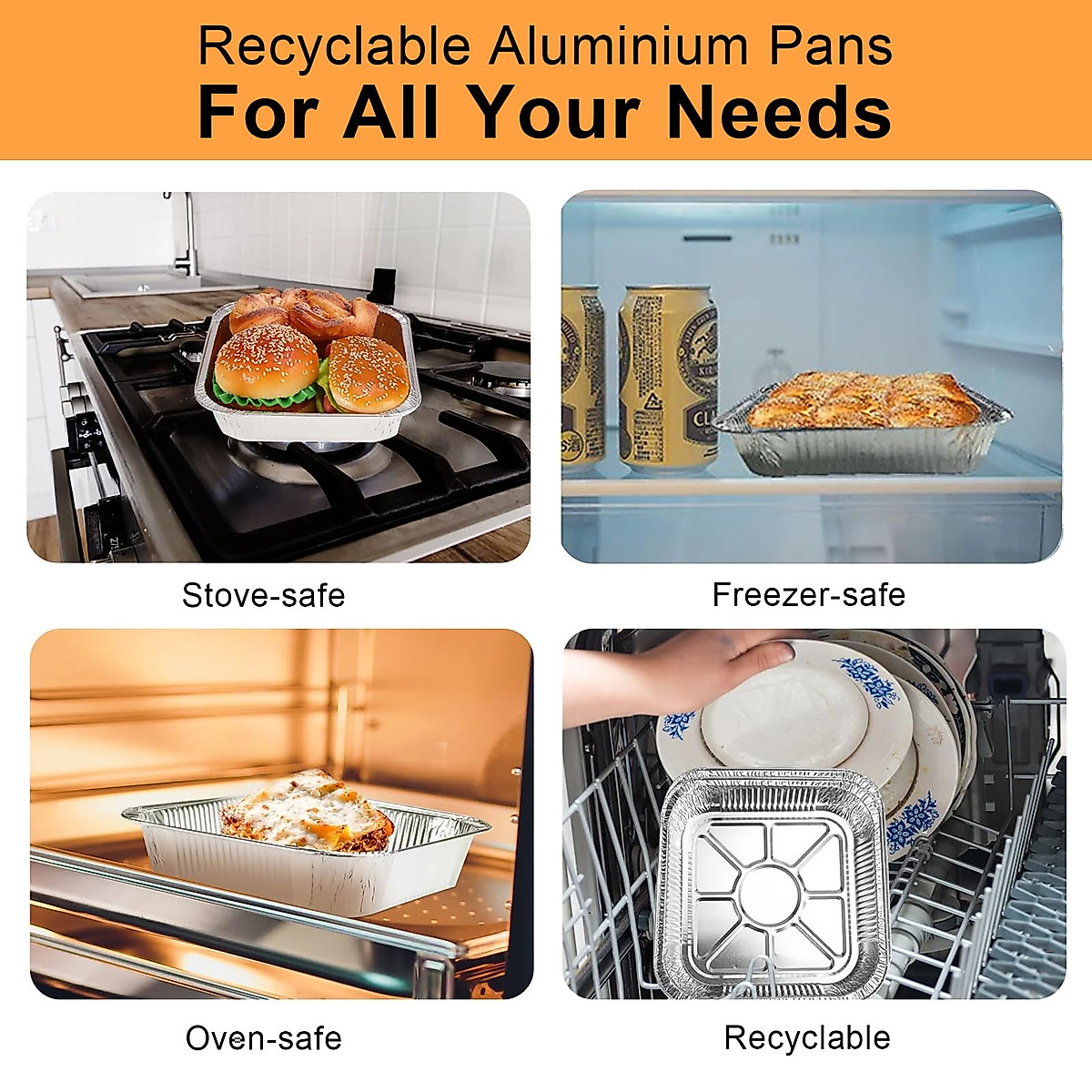 KmaxShip 8x8 Foil Pans with Lids (20 Pack) 8 Inch Square Aluminum Pans with Covers -Disposable Food Containers Great for Baking Cake, Cooking, Heating, Storing, Prepping Food