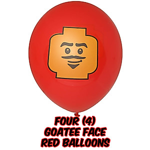 Party Ninja 24 Pack of Colorful 12-inch Birthday Balloons for Building Brick Theme Party - DOUBLE SIDED PRINTS - Character Faces - Happy Birthday Balloons for Boys & Girls Party Supplies…