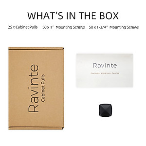 Ravinte 25 Pack Matte Black Kitchen Cabinet Square Knob Single Hole Cabinet Hardware for Dresser Drawer Cabinet Pulls Drawer Knobs Cabinet Knobs