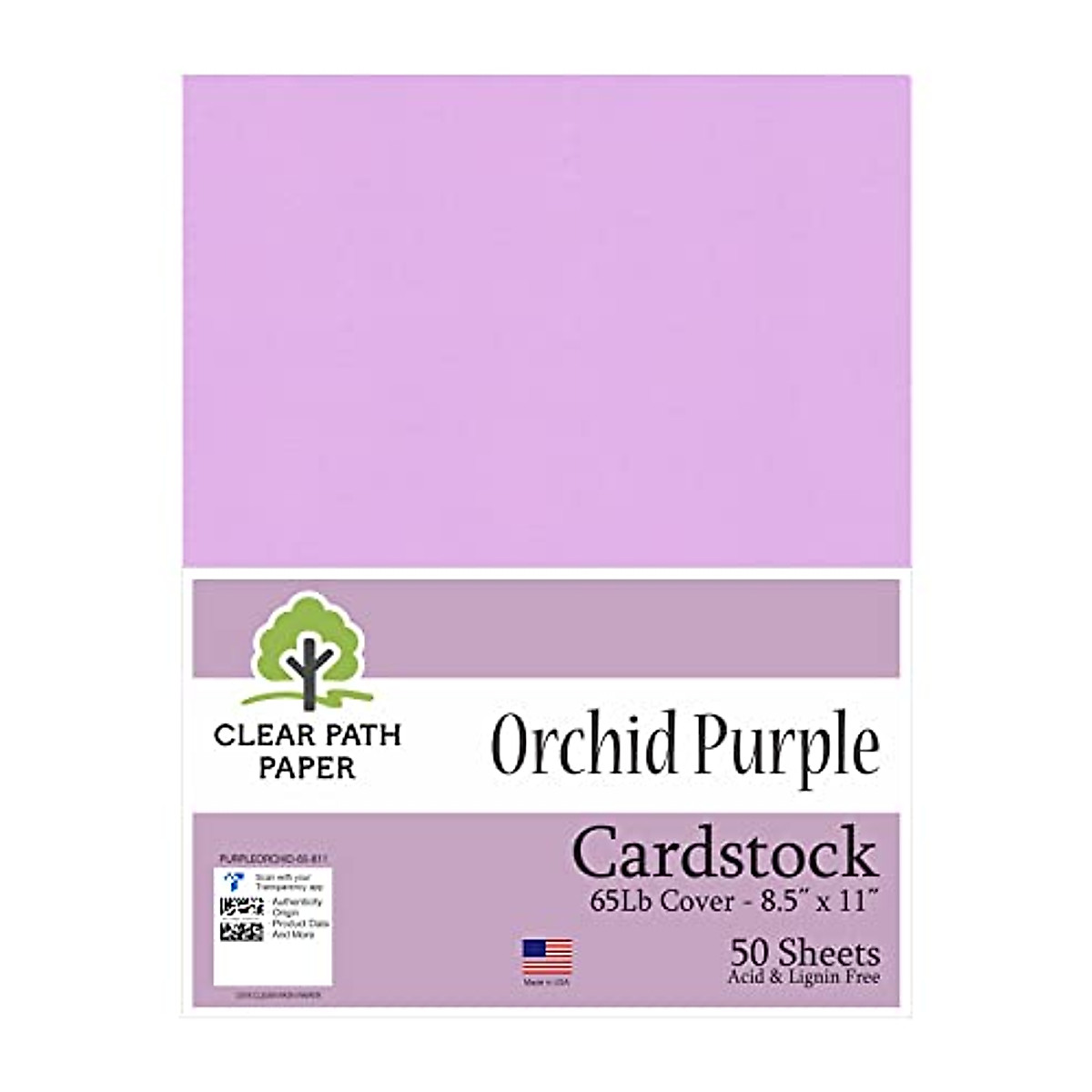 Orchid Purple Cardstock - 8.5 x 11 inch - 65Lb Cover - 50 Sheets - Clear Path Paper