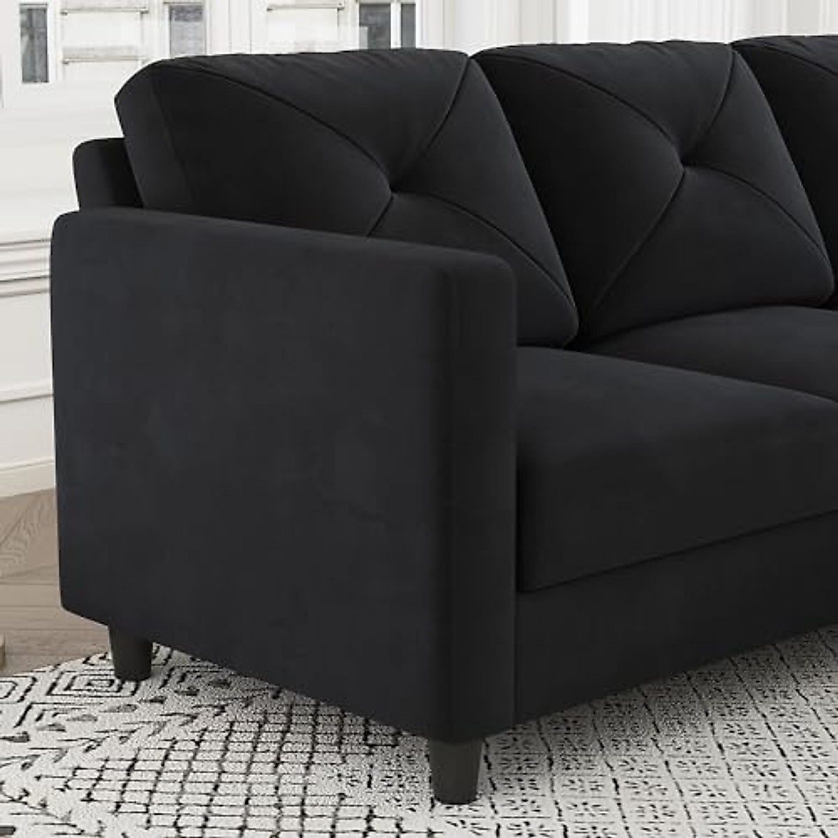 HONBAY Reversible Sectional Couches for Living Room, Sectional Couch U Shape, 4 Seat Sectional Sofa with Chaise, Dark