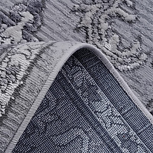 Ashcroft Furniture Co Usak Collection 6' x 9' Gray Oriental Distressed Non-Shedding Area Rug