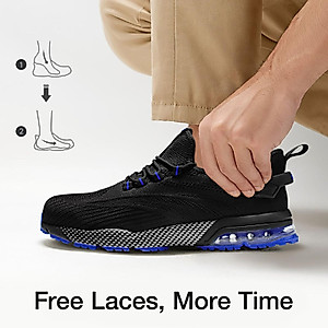 SPIEZ Composite Toe Safety Shoes, Unisex Air Cushion Lightweight Work Shoes Black/Blue Black/Green US5-12