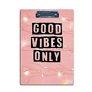 100yellow Good Vibes Only Exam Exam Board,Clipboard Writing Examination Pad (Wooden, 14 x 10 Inch)