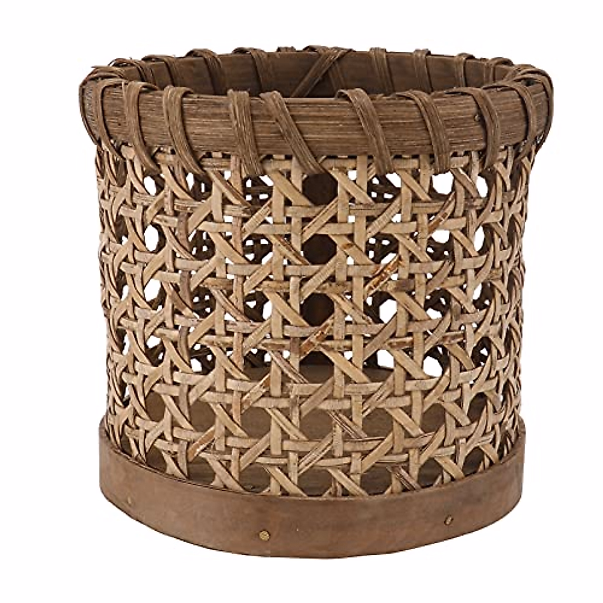 Cabilock Desk Flower Basket: Stationery Brown Mini Woven Basket, Small Makeup Pencil Handwoven Hand Storage Bowl Home Inches Farmhouse Wood Pots Cup Brush Caddy Rustic for Container