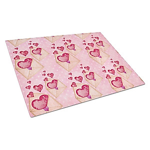 Caroline's Treasures BB7568LCB Watercolor Pink Love Letter Glass Cutting Board Large Decorative Tempered Glass Kitchen Cutting and Serving Board Large Size Chopping Board