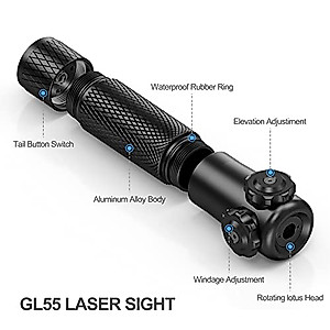 RL55 Red Laser Sight Red Dot 650nm Rifle Scope with 20mm Picatinny Mount and Pressure Switch Included