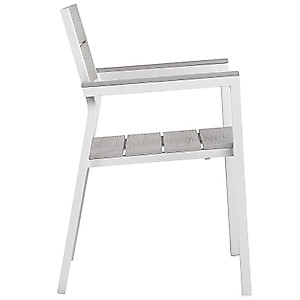 lm Modway Maine Aluminum 9-Piece Outdoor Patio Dining Set with 80 inch Dining Table and Eight Dining Armchairs in White Light Gray