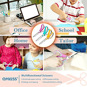 QMVESS 8.5" Scissors All Purpose 3 Pack, Ultra Sharp Multipurpose Blade Shears, Professional Ergonomic Comfort Grip Scissors for Office School Home Sewing Fabric DIY Craft Cutting General Use