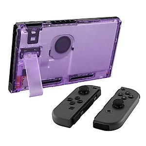 eXtremeRate Clear Atomic Purple Console Back Plate DIY Replacement Housing Shell Case for Nintendo Switch Console with Kickstand – JoyCon Shell NOT Included