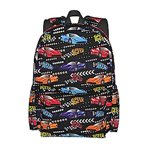 Zisqerts Racing Car Backpack 16 Inches Lightweight Travel Laptop Backpack