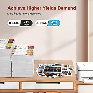 ejet 61XL Ink Cartridges Combo Pack Remanufactured Replacement for HP 61 XL Ink 61 Ink for HP Envy 4500 5530 4502 5535 5534 officejet 4630 4635 Deskjet 1000 1010 1510 Printer (1 Black, 1 Tri-Color)
