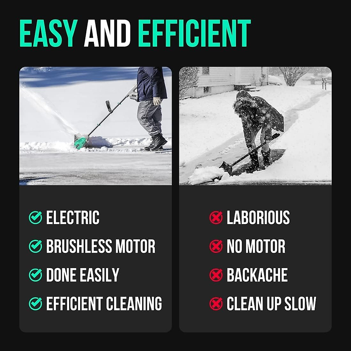 Litheli 20V Cordless Snow Shovel, 12 Inch Electric Snow Thrower with 4000mAh Battery & 2.4A Charger, Auxiliary Handle, Ideal for Driveway, Patio, and Deck Clearing