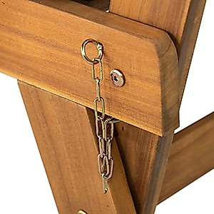 Greemotion Velden Certified Acacia Natural Finish Wood Sofa Narrow Daybed Small Loveseat Patio Sofa Bed Patio Lounge Bed Wood Couch, Outdoor Convertible Daybed Porch Loveseat with Gray Cushion