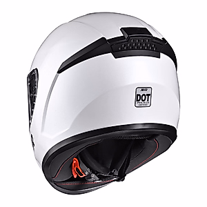 AHR Full Face Motorcycle Helmet Lightweight Street Bike Helmet with Storage Bag Great Ventilation & Streamlined Design for Touring Racing, Run-F3 DOT Approved (White, XX-Large)