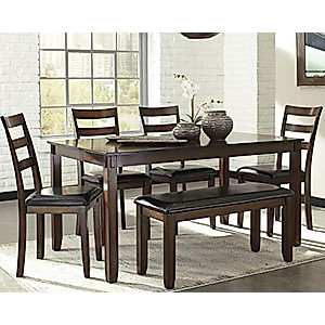 Signature Design by Ashley Coviar 6 Piece Dining Set, Includes Table, 4 Chairs & Bench, Dark Brown