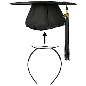 Generic Grad Cap Headband, Graduation Cap Headband Firm Anti-Fall Hairband for Graduation Cap, Hat Accessories for Graduates, Students, Women - Black