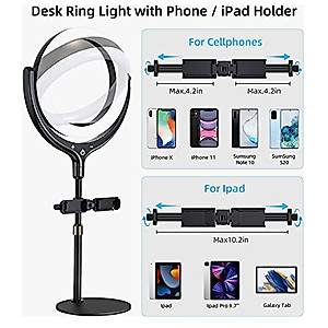 Ring Light with Stand and Phone/Ipad Holder, 10.5'' Desk Zoom Lighting for Computer, Laptop Light for Video Conferencing, Zoom Meetings, Live Streaming, Makeup, Video Calls, Vlog, YouTube, TikTok