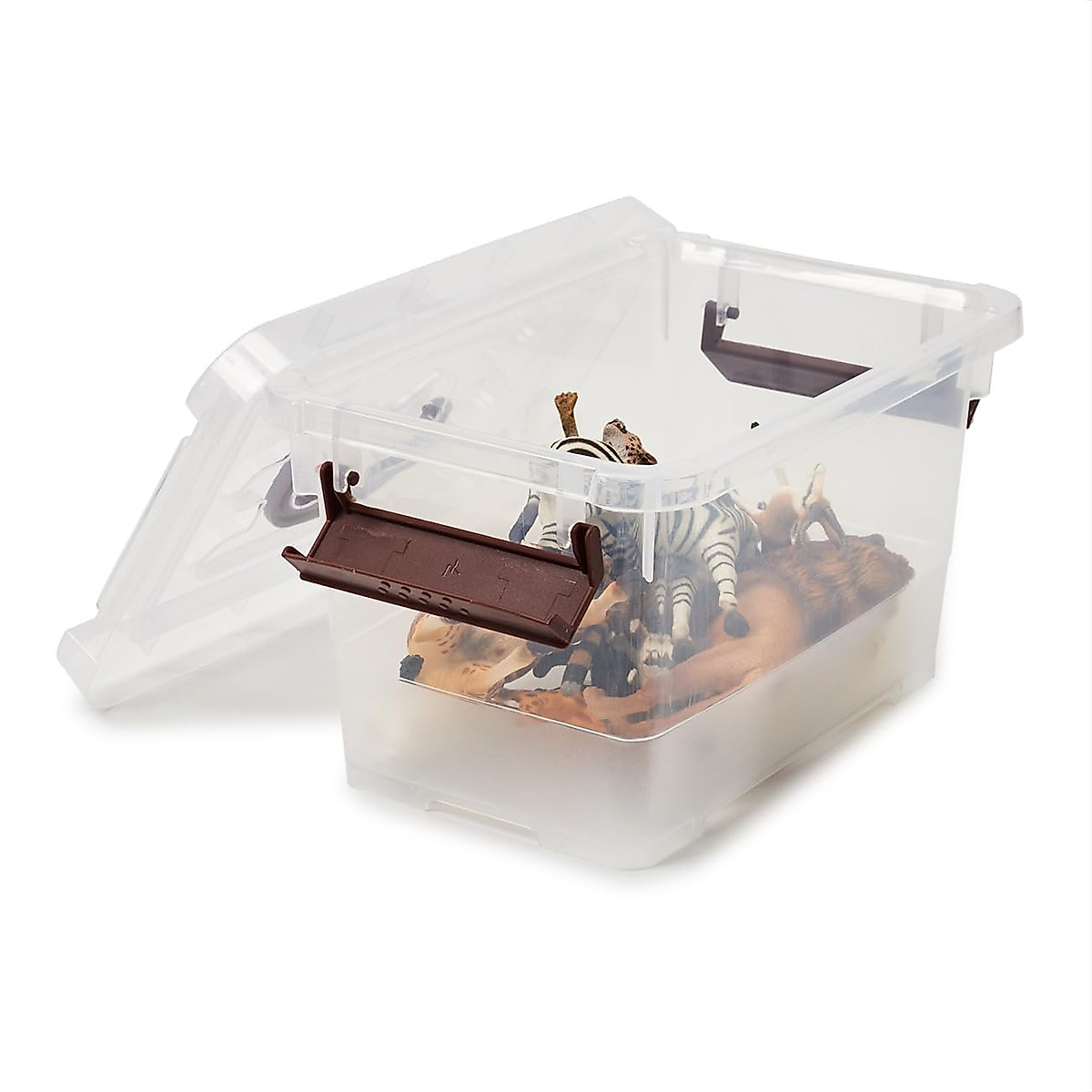 EZOWare 5 Quart Stackable Storage Bin Container with Lid, Set of 6 Clear Lidded Plastic Tote Organiser Box with Top Handle - 10 x 6.5 x 5.5 inch