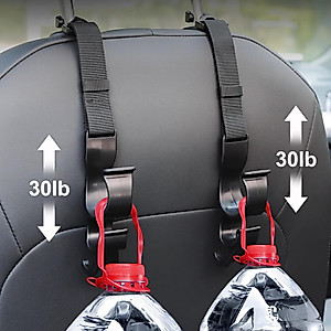 TUTUDOW 4 PACK Adjustable Car Seat Headrest Hook, Universal Car Storage Headrest Hanger Holder Hooks Organizer, Durable Backseat Hanger Interior Accessories for Umbrella, Handbag, Purse, Coat