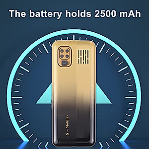ASHATA W23 Ultra Thin 2G Mobile Phone for Senior, Big Speaker and Voice, Multifunctional Long Standby Unlocked Cellphone, 3 Card 3 Standby, 16GB Memory Card(Gold)