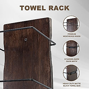 Rustic Towel Racks for Bathroom Wall Mounted, Wood and Metal Towel Holder, 6 Tier Shelf Holder for Shower & Hand Towels of Bathroom