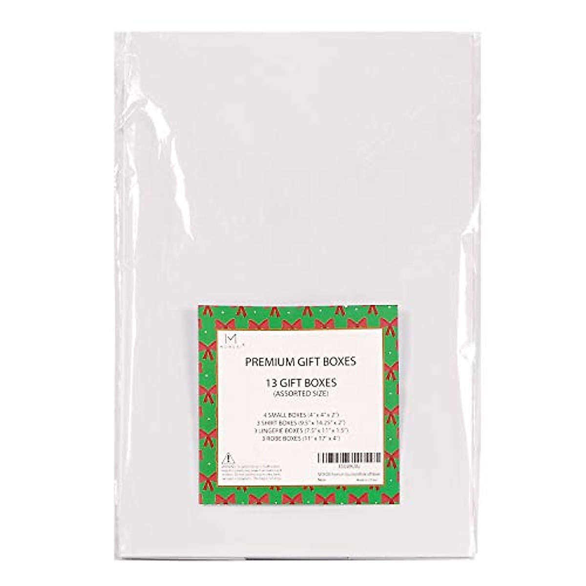 MOMONI Premium 13 Piece White Gift Boxes with Lids of Assorted Sizes with 4 inch Deep Robe Wrapping Boxes Set for Wrapping Christmas Gifts, Birthday, Holiday