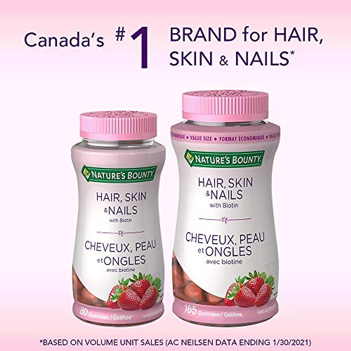 Nature's Bounty Hair, Skin, Nails Gummies with Biotin, 80 Gummies