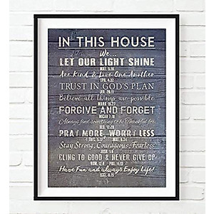 In This House Photo Print, Christian Bible Verse Family Rules Art, Scripture Inspirational Wall and Home Decor Poster, Unframed, Housewarming Gift, 8x10 Inches