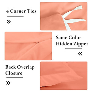 ROYALE LINENS Coral Duvet Cover King Size - 3 Piece Bedding Comforter Covers - Zipper Closure - 1 King Duvet Cover 104x90 inches and 2 Pillow Shams - No Comforter Included