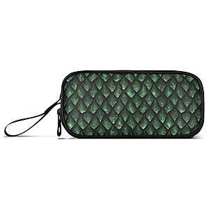 Fisyme 3d Green Dragon Scale Pencil Case Large Capacity Pen Box Makeup Pouch Holder Organizer Stationery Bag for School Office College