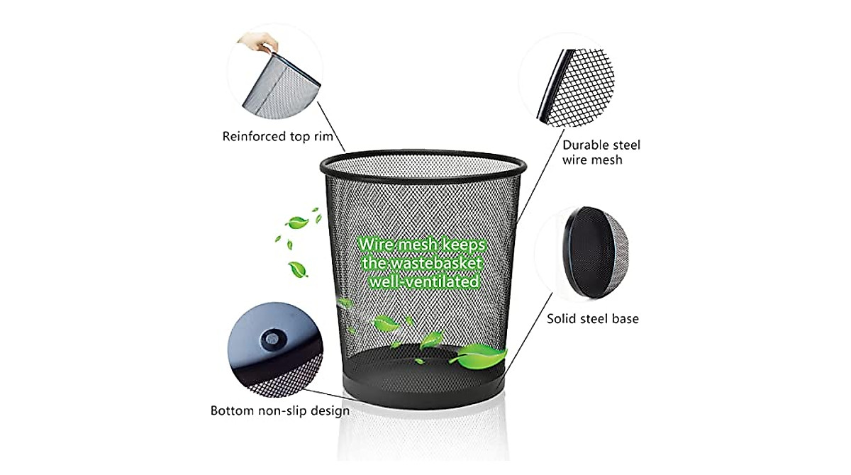SHSYCER 10-Pack Black Mesh Trash Cans - Perfect for Home & Office