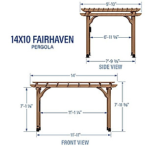 Backyard Discovery 14x10 Fairhaven Pergola, Rustic Finish, Nordic Spruce Lumber, Support Winds Up to 100 MPH, Powerport USB and Electrical Outlet, Backyard, Garden