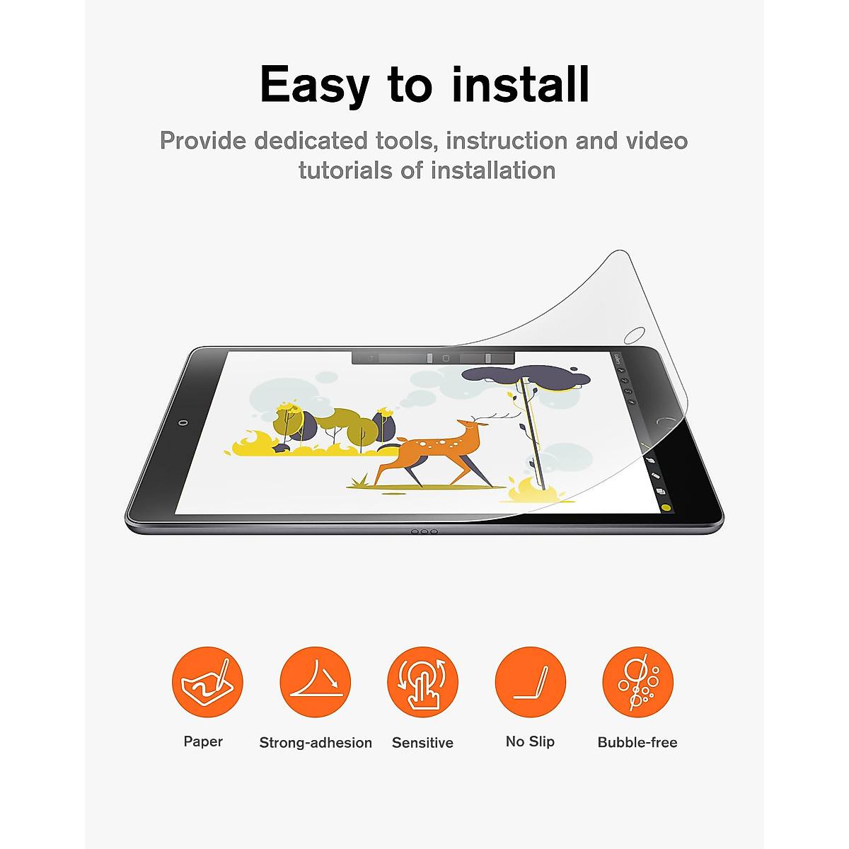 KCT 3 PACK Paperfeel Screen Protector Compatible with iPad 9th/8th/7th Generation (2021/2020/2019) 10.2 Inch, Clear View, Matte Film for Drawing Anti Slip/Scratch Resistant/Bubbles Free