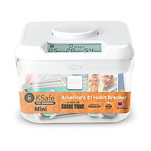 kSafe Time Locking Container, Break Bad Habits - Quit Smoking, Snacking, Drinking & Gaming Addiction, Phone Jail, Medication Lock Box, Family Time (Mini, White Lid + 3.0” Clear Base)