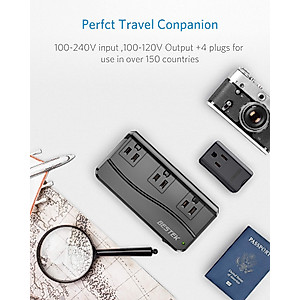 BESTEK Power Converter Adapter 220V to 110V Voltage Converter International Outlet Adapter with 6A 4 -Port USB Charging and UK/EU/AU/US Universal Travel Adapter(Black)