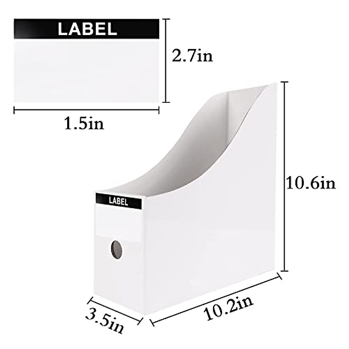 Limitliho White Magazine Holder(2Pack), Magazine File Holder for Home, Office, Desk, 10.6'' H×10.2'' L ×3.5''W Magazine Storage Box
