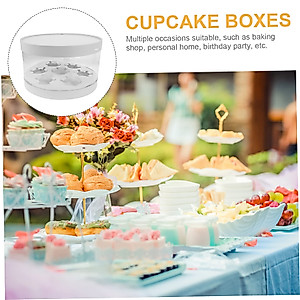 Abaodam 2pcs Elegant Cupcake Carrier Box Cupcake Packaging Box Handle for Cupcake Muffin Cake Safe Material Easy to Carry for Party Catering