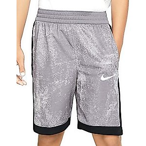 Nike Boy's Dri Fit Elite Basketball Shorts Big Kids Grade School (Gunsmoke/Black/White, Medium)