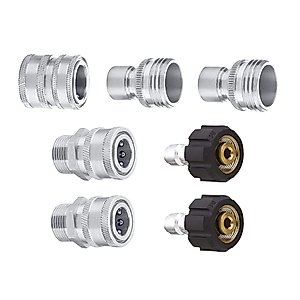 MTM Hydro Stainless Steel Pressure Washer 7-piece Hose Adapter Kit for use with Foam Cannons, Pressure Washers and Hoses