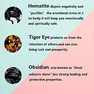 SOOWOOT 2-4Pcs Triple Protection Bracelet - Tiger Eye & Obsidian & Hematite Triple Bracelet Bring Protect Good Luck and Prosperity for Men Women (D:2pcs-Weave)