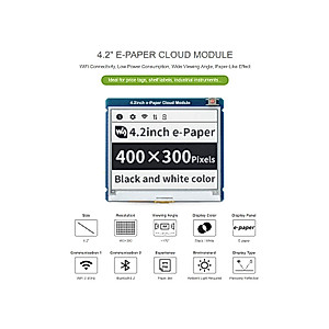 waveshare 4.2inch E-Paper Cloud Module 400×300 Pixels with Low Power Consumption WiFi Connectivity Wide Viewing Angle