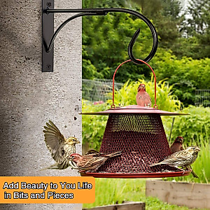 Plant Hanging Brackets, 2 Pcs 11 Inch Iron Hanging Basket Bracket Durable Weather-Resistant Outdoor Plant Hooks for Hanging Plant Lantern Windchime Birdhouse Metal Sign Fruit Bracket, Screw Included