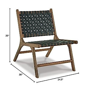 Signature Design by Ashley Fayme Mid-Century Modern Leather Accent Chair, Light Brown & Black