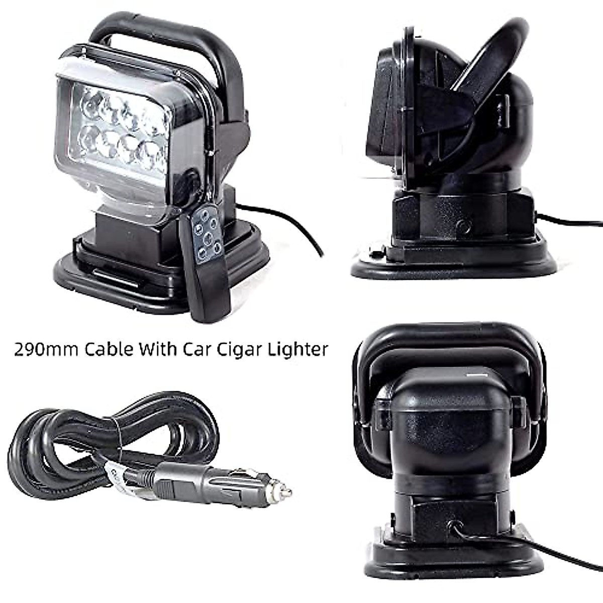 EIOUHENG 50W LED Spotlight LED Search Light 360 Degree LED Rotating Remote Control Work Light with Magnetic Base for SUV Boat Home Security Protection Emergency Lighting Farm Field Garden