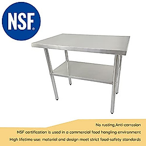 ERUPTA 24x48 inches NSF Commercial Stainless Steel Table for prep & Work Heavv Dutv Work Table for Reataurant.Hotel.Home Kitchen.Food Truck,BBQi (Table, 24x48x34inch)