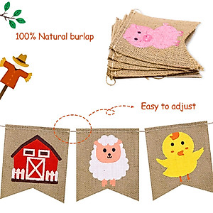 Farm Animal Burlap Banner High Chair Garland Farmhouse Hanging Pennant Birthday Party Pre-strung Bunting Baby Shower Decorations
