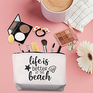 TSOTMO Beach Bag Beach Life Configuration Makeup Bag Trip Gifts Life is Better at The Beach Cosmetic Bag Gift for Beach Beach Themed Gift (Beach Life)